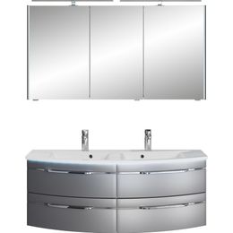Badm&ouml;bel-Set SAPHIR, B:133,2cm H:200cm T:51,8cm, grau, Spanplatte, Kastenm&ouml;bel-Sets, "Badezimmer-Set 133,2 cm breit, inkl. T&uuml;rd&auml;mpfer, 3 T&uuml;ren, 4
