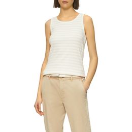 s.Oliver Damen Ripptanktop, beige, Gr. 42, gestreift, Rippware, Obermaterial: 95% Baumwolle, 5% Elasthan, Tops, mit Rippstruktur