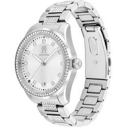 Tommy Hilfiger Damen Quarzuhr "TH85 CRYSTALS", silber, Armbanduhren, Armbanduhr, Damenuhr, Edelstahlarmband, analog, Tag, Glassteine