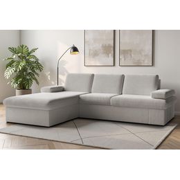 Sit & More Ecksofa SIT & MORE, B:247cm H:82cm T:171cm, beige, 100% Polyester, Wohnzimmer, Sofas, "Moreno L-Form, B: 247 cm", mit Armteilverstellung, optional