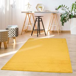 Hochflor-Teppich Carpet City, B:80cm H:21mm L:150cm, gelb, Polyester, Teppiche, "TOPIA 400", Kunstfell-Teppich mit Kaninchenfell-Optik, Haptik,