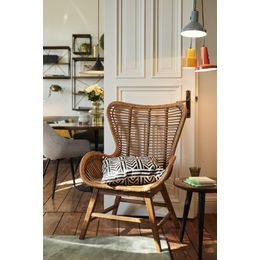 Sessel Tom Tailor HOME, B:70cm H:95cm, beige, Wohnzimmer, Sessel, "T-RATTAN ARMCHAIR", Rattanarmlehnstuhl mit Teakholzgestell und organischer Form