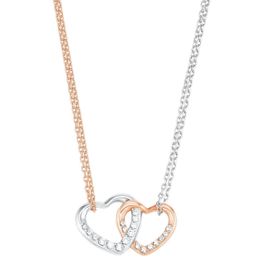 Amor Damen Kette mit Anhänger "Herzen", Silber 925 (Sterlingsilber), L: 45, rosa, Silber 925 (Sterlingsilber), Halsketten, mit Zirkonia (synth.)