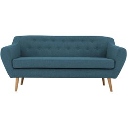 3-Sitzer Home Affaire, B:178cm H:78cm T:73cm, blau, Webstoff, Sofas, "Renne", mit Heftung im R&uuml;cken im skandinavischem Stil