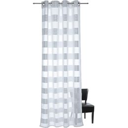 Vorhang decolife, B:135cm H:245cm, wei&szlig;, Voile, Polyester, Wohnzimmer, Gardinen, "Ella", HxB: 245x135, &Ouml;sen-Vorhang mit Querstreifen