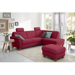 Ecksofa Home Affaire, B:249cm H:87cm T:189cm, rot, Struktur (100% Polyester);Luxus-Microfaser ALTARA NUBUCK (100% Polyester);MELROSE (100%