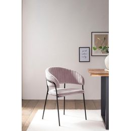 Esszimmerstuhl Salesfever, B:55cm H:80cm T:50cm, rosa, Metall, Polyester, St&uuml;hle, "Idro Komfortabler Polsterstuhl", Abgerundeter R&uuml;cken mit