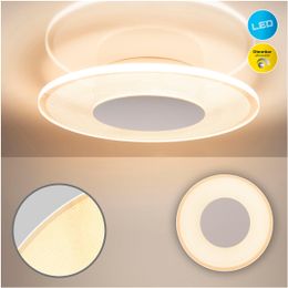 Näve NÄVE LED Deckenleuchte "Modesto", 1, Ø 29cm H: 5cm, 1 Stk., weiß, Wohnzimmer, Leuchten, weiß- satiniert, 3-Stufen dimmbar über Wandschalter, 60