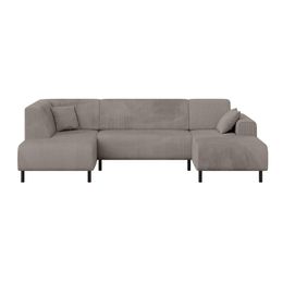 Wohnlandschaft Home Affaire, B:300cm H:81cm T:163cm, grau, 100% Polyester, Sofas, "ARROS U-Form mit Wellenunterfederung, Ma&szlig;e B/T/H: 300/163/81 cm",