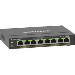 Netgear Netzwerk-Switch "GS308EPP", B:15,8cm H:2,7cm T:10,1cm, schwarz, Netzwerk-Switches