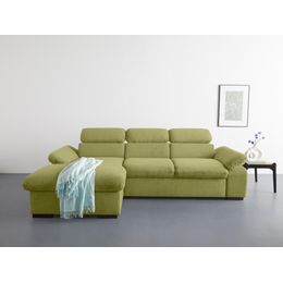 Ecksofa COTTA, B:250cm H:73cm T:165cm, grün, 90% Polyester, 10% Polyamid, Wohnzimmer, Sofas, "Lola L-Form mit Kopfteilfunktion & Hocker", wahlweise