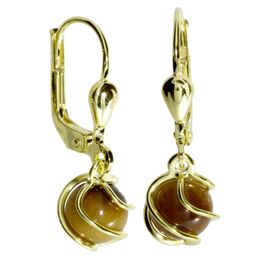 OSTSEE-SCHMUCK Damen Paar Ohrh&auml;nger "- Goldk&auml;fig - Gold 333/000 - Tigerauge", Gelbgold 333, gold, Gelbgold 333, Ohrringe