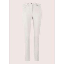 Madeleine Mode MADELEINE Damen Regular-fit-Jeans "Jeans Mid Waist Skinny-Hose mit Fransen", wei&szlig;, Gr. 18, Obermaterial: 92% Baumwolle CO. 6% Polyester PES. 2%