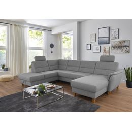 Wohnlandschaft Home Affaire, B:308cm H:89cm T:212cm, silber, 100% Polyester;Struktur (100% Polyester);Luxus-Microfaser in Lederoptik (100%