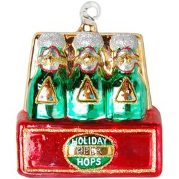 Christbaumschmuck "Kasten Bier", B:11cm H:12cm T:12cm, bunt, KREBS GLAS LAUSCHA, Weihnachtsbaumschmuck, Christbaumschmuck aus Glas, mundgeblasen,