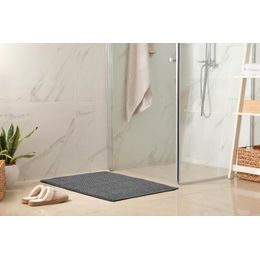 Badematte LUXOR living, H:10mm, grau, Baumwolle, Badematten, "Atlanta, 50x80 cm", Badteppich, Duschvorleger, Uni Farben, saugstark