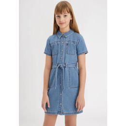 LEVI'S KIDS Mädchen Jeanskleid "LVG ORGANIC UTILITY DRESS", blau, Gr. 16, Denim/Jeans, Obermaterial: 100% Baumwolle, Kleider, for GIRLS