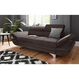 2-Sitzer COTTA, B:218cm H:75cm T:104cm, braun, Struktur (100% Polyester );Chenille (90% Polyester; 10% Polyamid ), Sofas, "Enterprise", Big-Sofa, mit