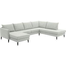 Wohnlandschaft, B:308cm H:79cm, grau, ATLANTIC HOME COLLECTION, Sofas, "Rekvik U-Form", mit Wellenunterfederung, mit Massivholzf&uuml;&szlig;en