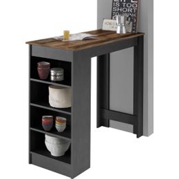 Bartisch Stolkom, H:103cm, braun, Tische, "Mojito, TOPSELLER", Bartisch mit Regal beidseitig montierbar