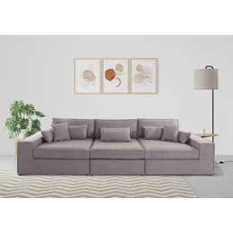 3-Sitzer OTTO HOME, B:360cm H:75cm, grau, Baumwollmix (60% Baumwolle/40% Leinen);Struktur fein (100% Polyester);Samtoptik (100%