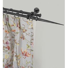 Gardinenstange Garesa, L:460cm &Oslash;:16mm, schwarz, Metall, Gardinenstangen, "ESPERANCA", rustikale Vorhanggarnitur, verl&auml;ngerbar, Endknopf Spitze, m.