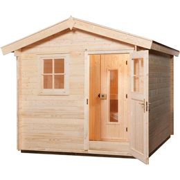 Weka Saunahaus "Mikkeli", Bio-Ofen, externe Steuerung, 7,5 kW, beige, Garten, Saunen, 7,5 kW Bio-Ofen mit digitaler Steuerung