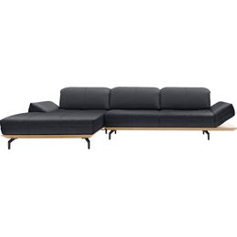 Ecksofa, B:293cm H:117cm T:212cm, schwarz, CREATION BY ROLF BENZ, Flachgewebe DONNA (76% Polyester 24% Polyacryl);Leder OSKAR - echtes Leder,