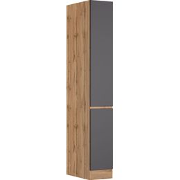 Apothekerschrank KOCHSTATION, B:30cm H:200cm T:60cm, grau, Holzwerkstoff, K&uuml;che, Schr&auml;nke, "KS-Riesa", Breite 30 cm, MDF-Fronten