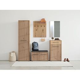 Garderoben-Set Inosign, B:188cm H:197,5cm T:40cm, braun, Glas, Hartfaserplatte, Kunststoff, Metall, Spanplatte, Flur, Kastenm&ouml;bel-Sets, "Landes,
