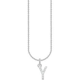 Thomas Sabo Damen Kette mit Anhänger "Buchstabe", 45, Y, Silber 925 (recycelt), bunt, Silber 925 (recycelt), Halsketten, mit Zirkonia (synth.)
