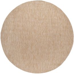 Teppich Bruno Banani, H:4mm &Oslash;:160cm, beige, Kunstfaser, Wohnzimmer, Teppiche, "Venezia", Flachgewebe, Sisal-Optik, meliert, UV-best&auml;ndig, Outdoor