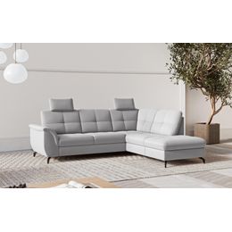 Sit & More Ecksofa SIT & MORE, B:244cm H:92cm T:212cm, grau, 95% Polyester 5% Polyamid, Wohnzimmer, Sofas, "Zora", wahlweise mit Bettfunktion und Bettkasten