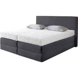 Boxspringbett, B:215cm L:205cm, grau, Westfalia Schlafkomfort, Strukturstoff (77% Polyester und 23% Viskose), Komplettbetten, wahlweise mit