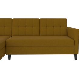 Ecksofa DOREL HOME, B:213cm H:83cm T:154cm, gelb, Webstoff 100% Polyester, Wohnzimmer, Sofas, "Hartford II", mit Bettfunktion und Stauraum, Recamiere