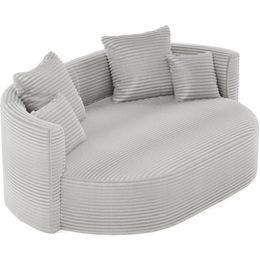 2,5-Sitzer, B:200cm H:98cm T:145cm, grau, LeGer Home by Lena Gercke, Sofas, "ISALIE, rundes Loungesofa, mit Kissen, perfekt gepolstert", moderne