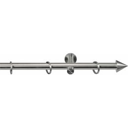 Gardinenstange Garesa, L:130cm &Oslash;:16mm, silber, Edelstahl, Gardinenstangen, "ORION", Vorhanggarnitur, verl&auml;ngerbar,Spitze, Edelstahl, m. Ringe und