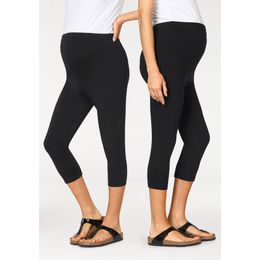 Neun Monate Damen Umstandsleggings "2er Pack Capri Hosen für Schwangerschaft und Stillzeit", schwarz, Basic, Gr. 36, unifarben, Jersey, Obermaterial: