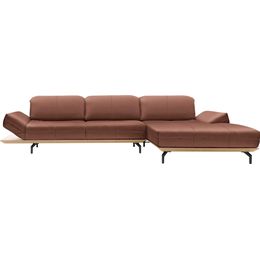 Ecksofa, B:313cm H:117cm T:212cm, braun, CREATION BY ROLF BENZ, Flachgewebe DONNA (76% Polyester 24% Polyacryl);Leder OSKAR - echtes Leder,