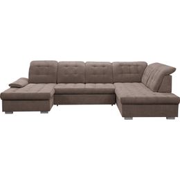 Wohnlandschaft WERK2, B:332cm H:105cm T:217cm, braun, 92% Polyester, 8% Nylon, Sofas, "Kordula-New Multifunktion Couch, Breite 332cm, U-Form", Sofa