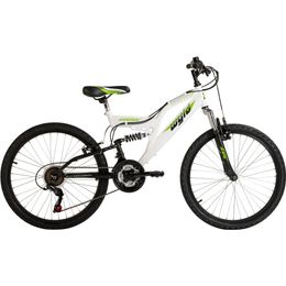 WYLD Kinderfahrrad "Kinder-Mountainbike Fully 24'' Zodiac weiß 18 Gänge RH 38 cm", 38cm, 24 Zoll (60,96cm) hinten: 24 Zoll (60,96cm), weiß, Fahrräder