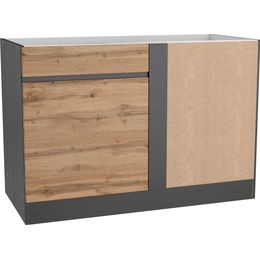 Eckunterschrank KOCHSTATION, B:120cm H:82cm T:60cm, braun, Holzwerkstoff, K&uuml;che, Schr&auml;nke, "KS-Riesa", Breite 120 cm, MDF-Fronten