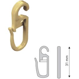 Faltenclip Liedeco, H:3,1cm, beige, Kunststoff, Gardinenbefestigungen, Faltenlegehaken, f&uuml;r Gardinenringe