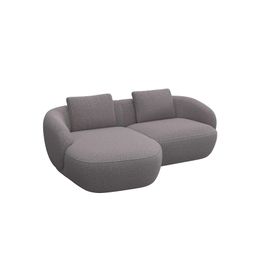 Wohnlandschaft FLEXLUX, B:217cm H:85cm T:146cm, braun, 100% Polyester, Sofas, "Torino, rund, L-Form, Sofa-Ecke mit Recamiere, Longchair-Sofa",