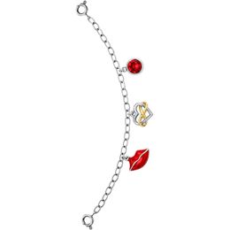 JULIE JULSEN Damen Uhrencharmeinh&auml;nger "Charming Red Lips, JJCG28645-4", silber, Messing, L:10cm, Schmuck-Wechselteile, Herz, Unendlichkeit,