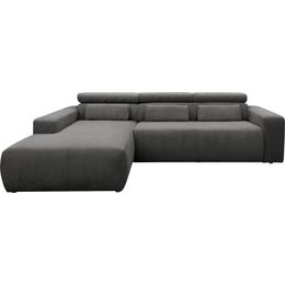 Ecksofa DOMO collection, B:285cm H:80cm T:175cm, grau, Luxus-Microfaser in Antikleder-Optik (100% Polyester);Luxus-Microfaser (100%