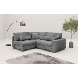 Ecksofa MR. COUCH, B:227cm H:68cm T:190cm, grau, Dolce (100% Polyester), Wohnzimmer, Sofas, "Hilla L-Form", Mit Federkern, wahlweise mit Bettfunktion