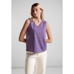 Street One Damen Spitzentop, lila, Gr. 36, unifarben, Web, Obermaterial: 78% Polyester, 22% Viskose, Tops, mit Stickerei