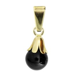 OSTSEE-SCHMUCK Damen Kettenanh&auml;nger "- Glocke - Gold 333/000 - Onyx", Gelbgold 333, gold, Gelbgold 333, Schmuckanh&auml;nger