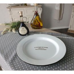 Teller AMBIENTE HAUS, B:25cm H:2cm T:25cm, wei&szlig;, Emaille, Speiseteller, "Teller aus Emaille in Antikwei&szlig;"